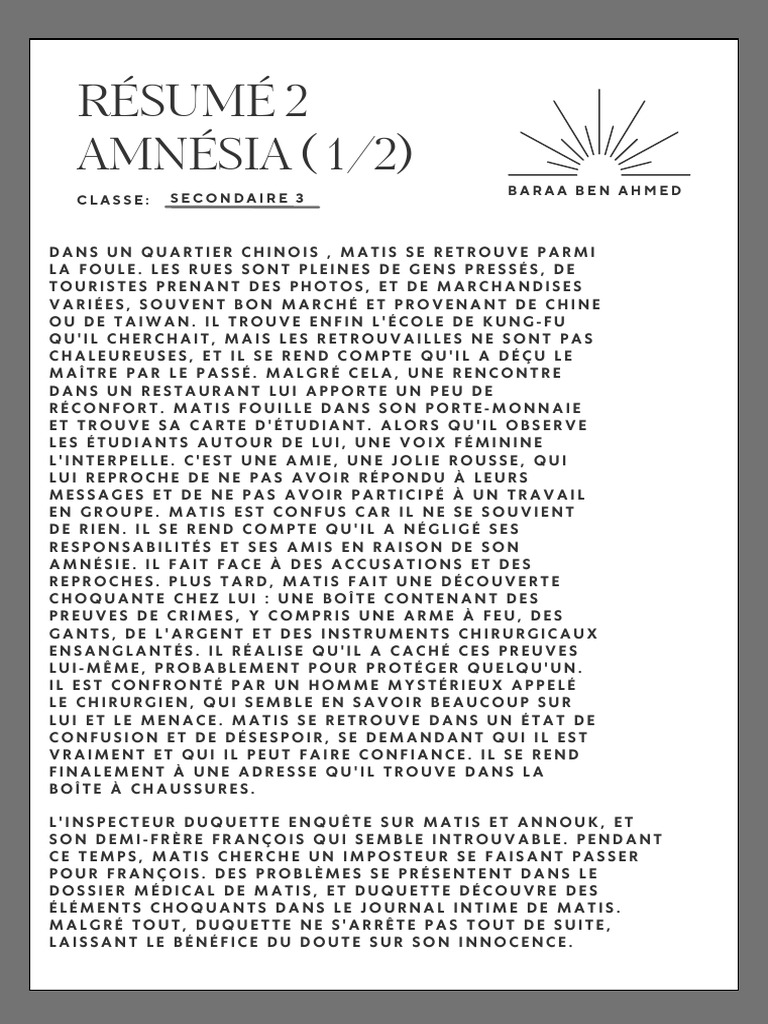 Résumer Amnésia 2 | PDF