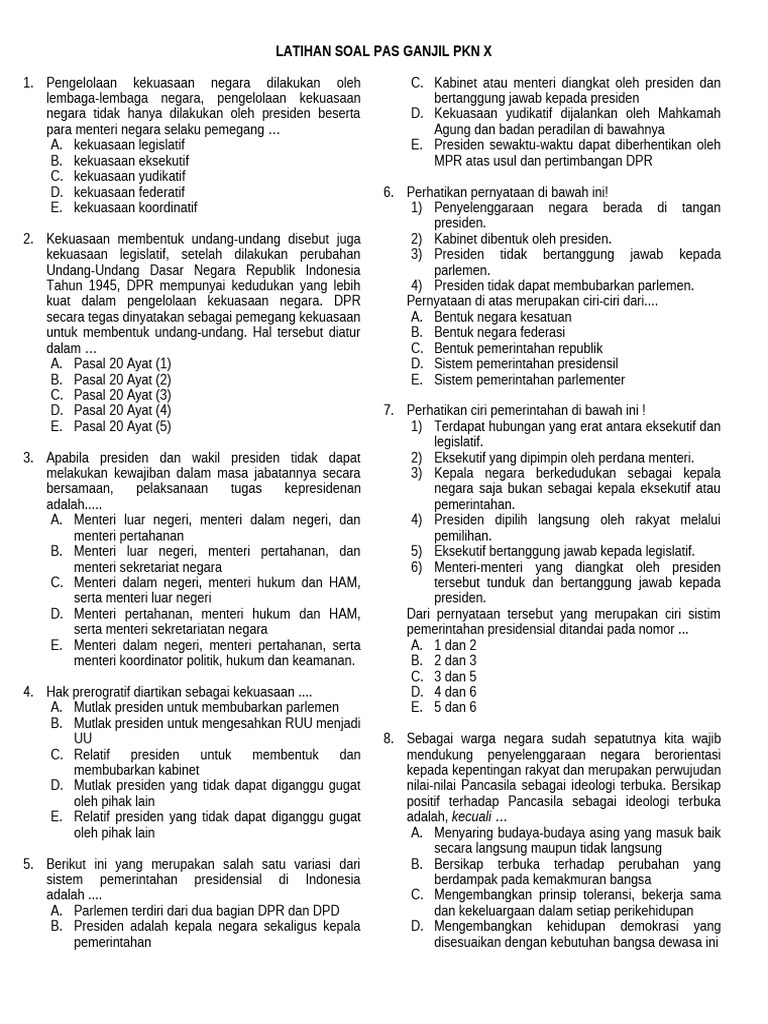Materi Pas Ganjil PKN X | PDF