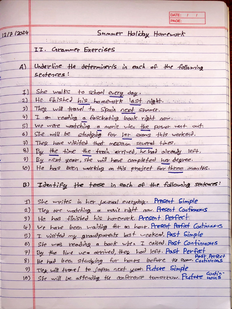 English Holiday HomeWork | PDF