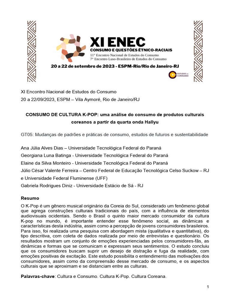 Artigo Consumo K-Pop_XI ENEC | PDF