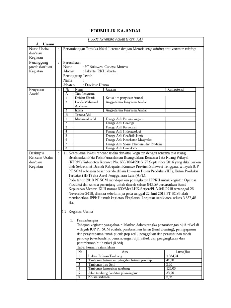 FORMULIR KA-ANDAL BAGIAN A | PDF