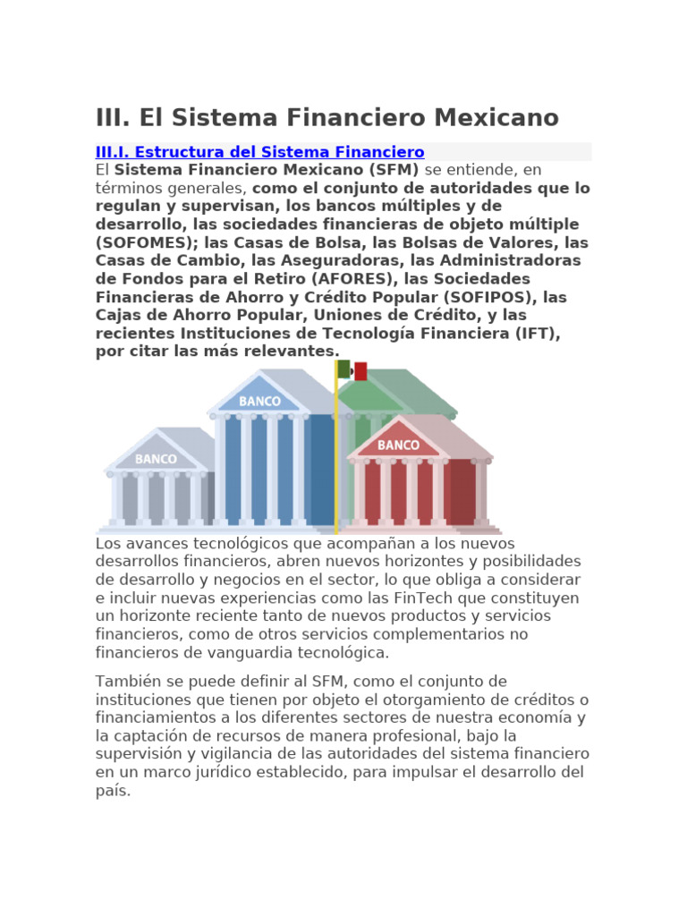 III. El Sistema Financiero Mexicano | PDF
