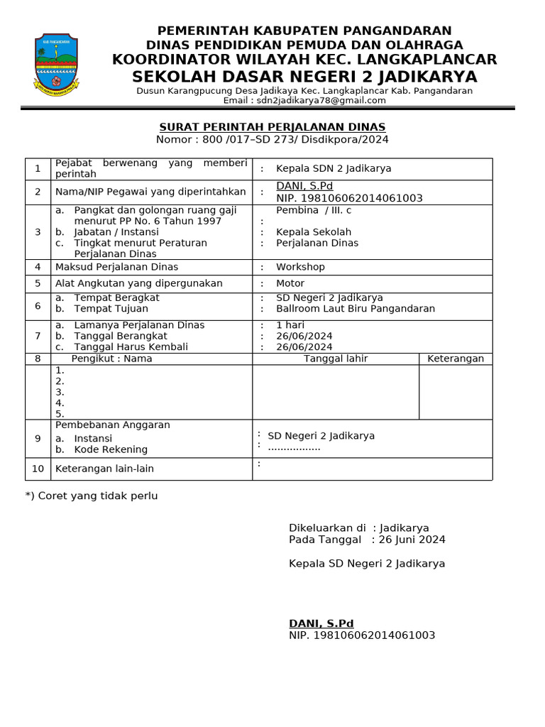 SPPD Dan Surat Tugas 2020-1 | PDF