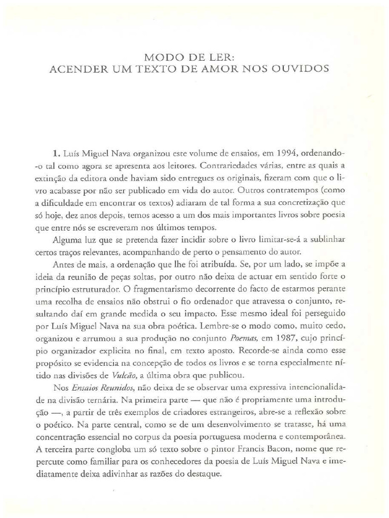 Modo de Ler Acender Um Texto de Amor Nos | PDF