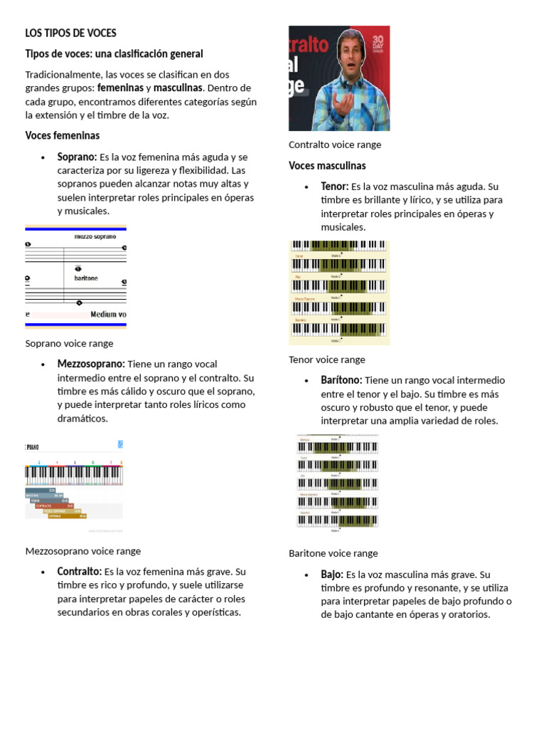 Los Tipos de Voces | PDF