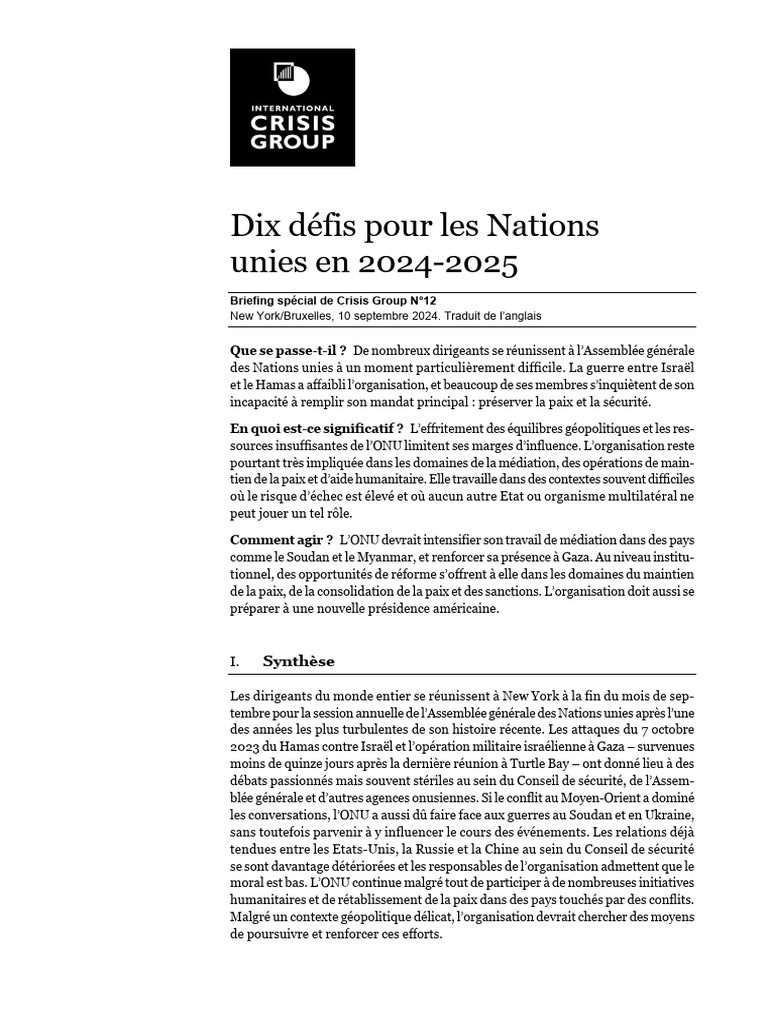 b012 Dix Defis Nations Unies 2024 2025 0 | PDF