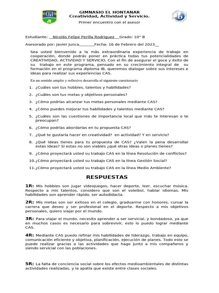 Primer Encuentro Asesor CAS Nicolás Perilla | PDF | Creatividad | Comunicación