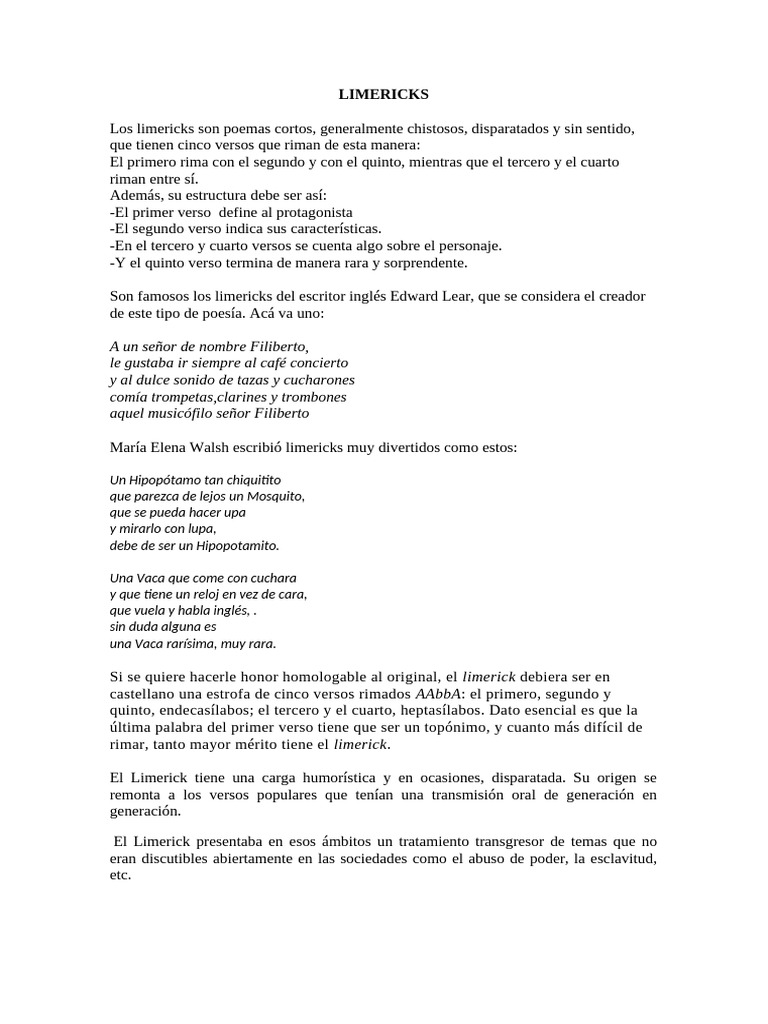 LIMERICKS | PDF