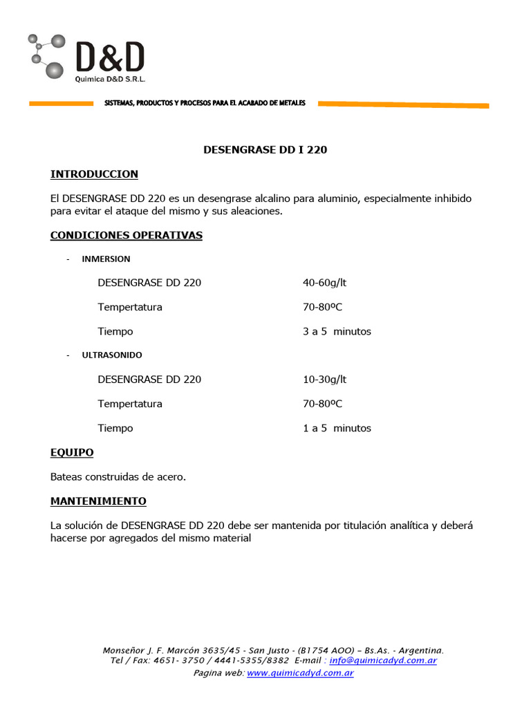 Desengrase DD 220 | PDF