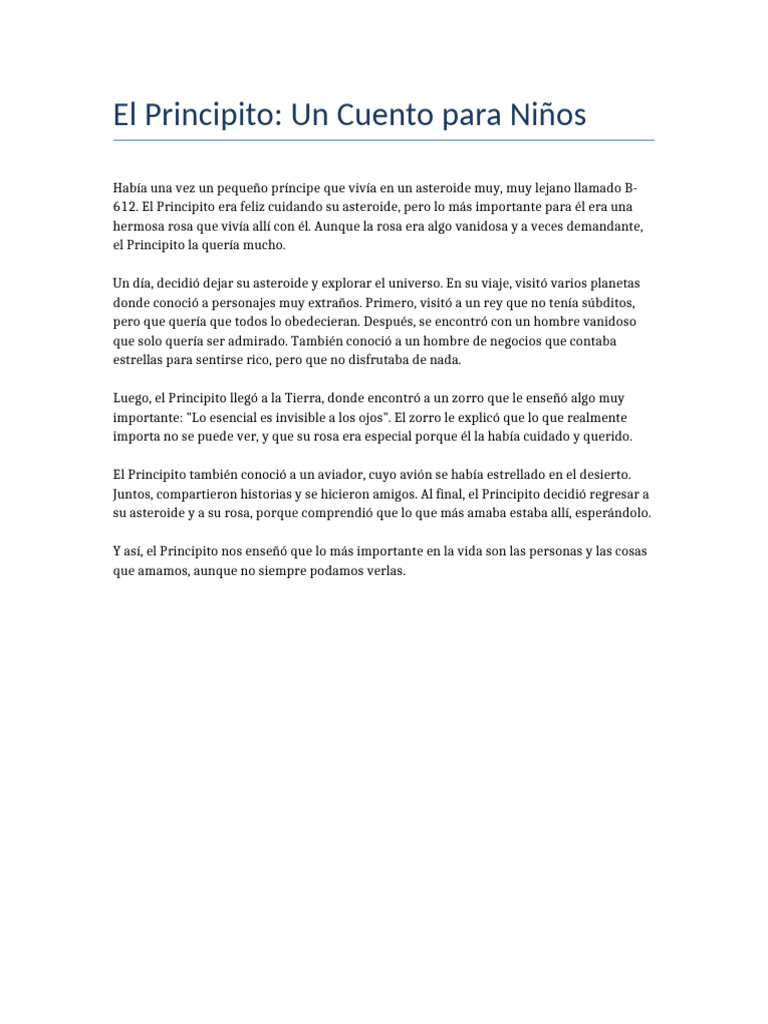 El Principito para Niños | PDF | Historia | Clásicos