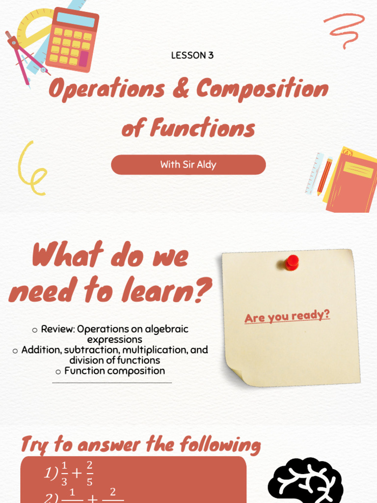 q1 Week 3 Lesson 3 Operations and Composition of Functions 1 | PDF