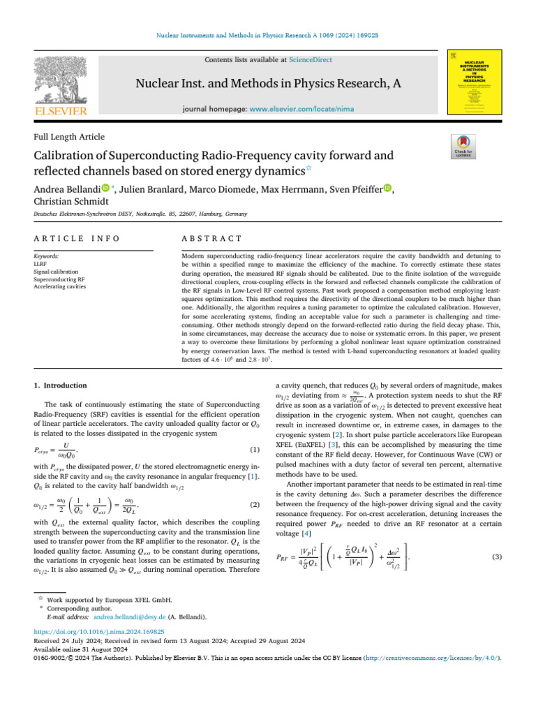 Calibration of Superconducting RF Cavity Forward and Reflected Channels Based On Stored Energy ...