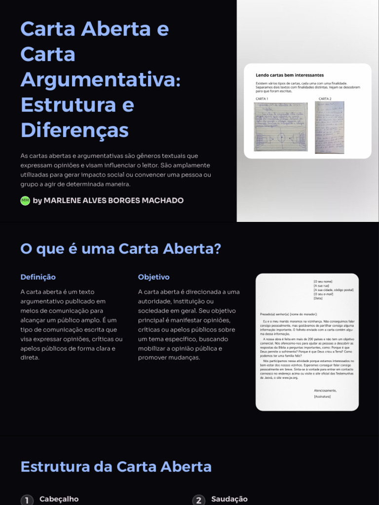 Carta Aberta e Carta Argumentativa Estrutura e Diferencas | PDF