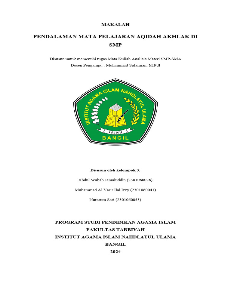 Makalah Analisis Materi SMP | PDF