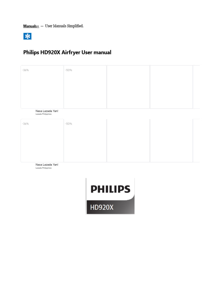 Philips HD920X Airfryer User Manual - Manuals+ | PDF