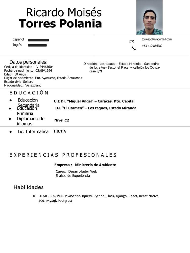 Curriculum Ricardo | PDF