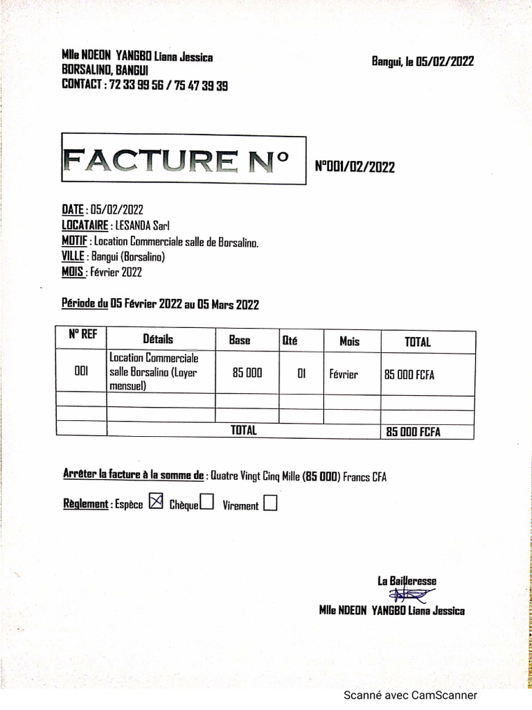 Facture Loyer Borsalino - 02-22 | PDF