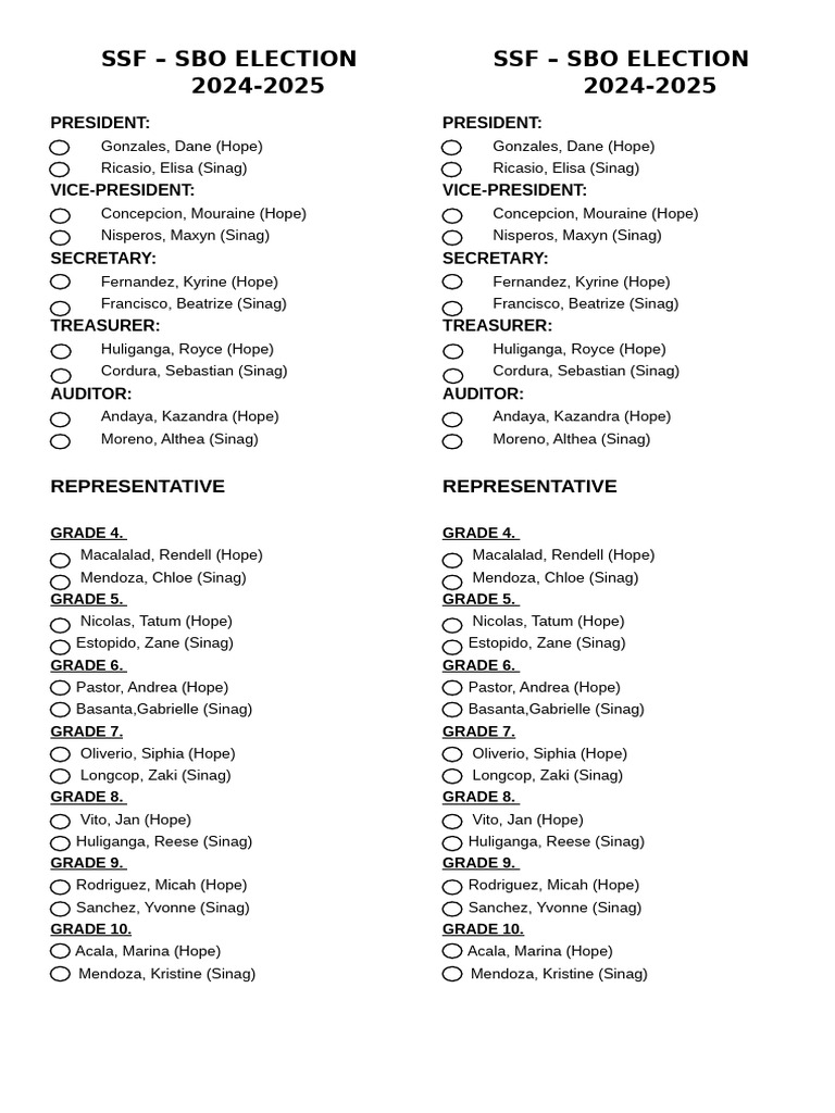 Sample Balot 2024-25 | PDF