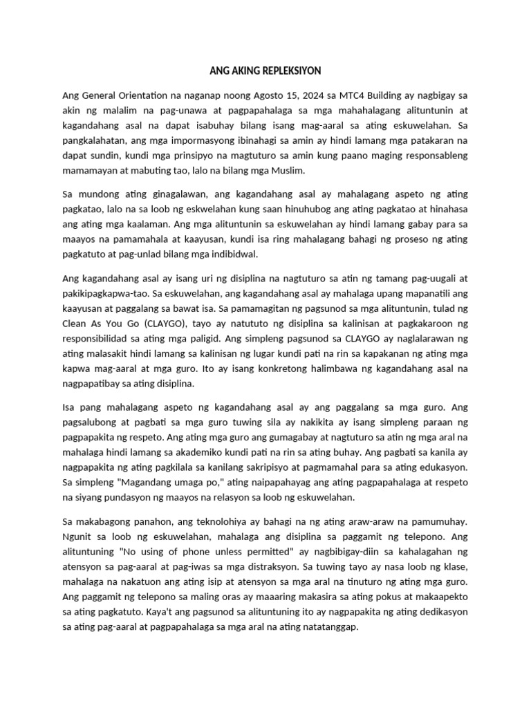 ANG AKING REPLEKSIYON | PDF