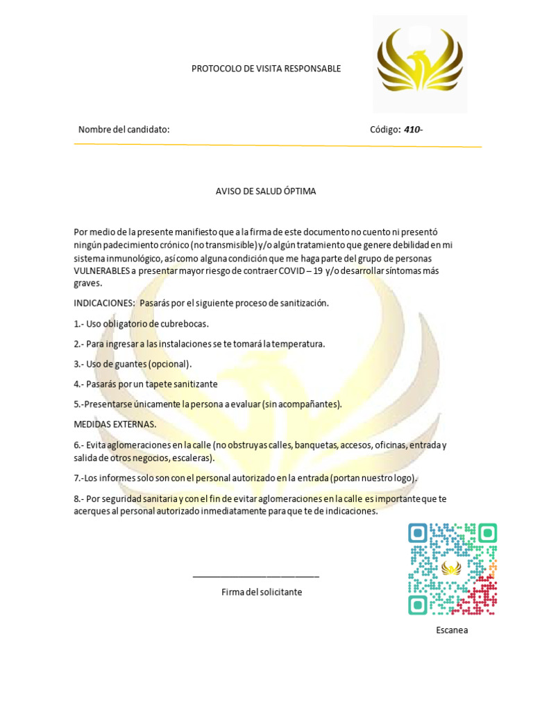 PROTOCOLO DE VISITA RESPONSABLE Colors | PDF