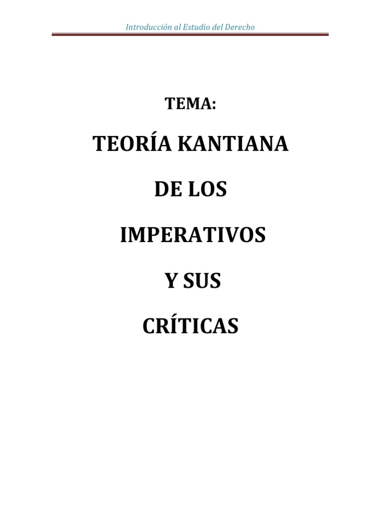 Teoria Kantiana de Los Imperativos | PDF | Immanuel Kant | A priori y a posteriori