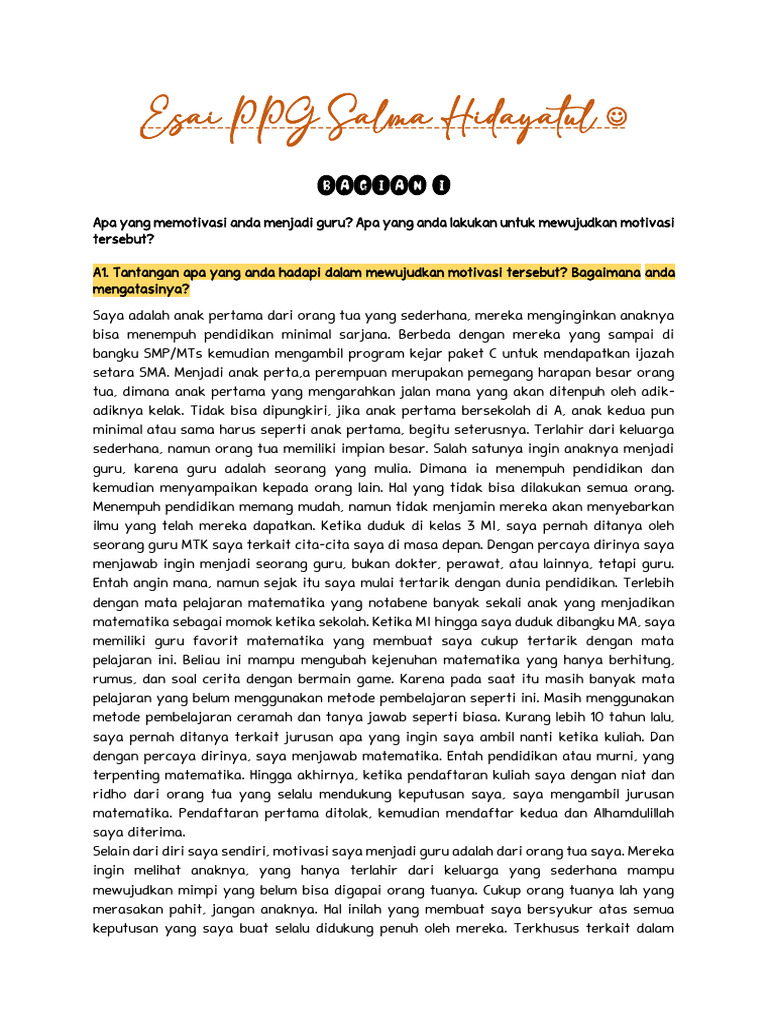 Esai PPG Salma Hidayatul Baruu | PDF