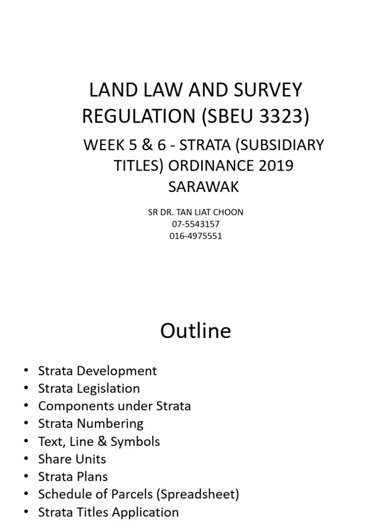 89 Strata Subsidiary Titles Ordinance 2019 Sarawak | PDF
