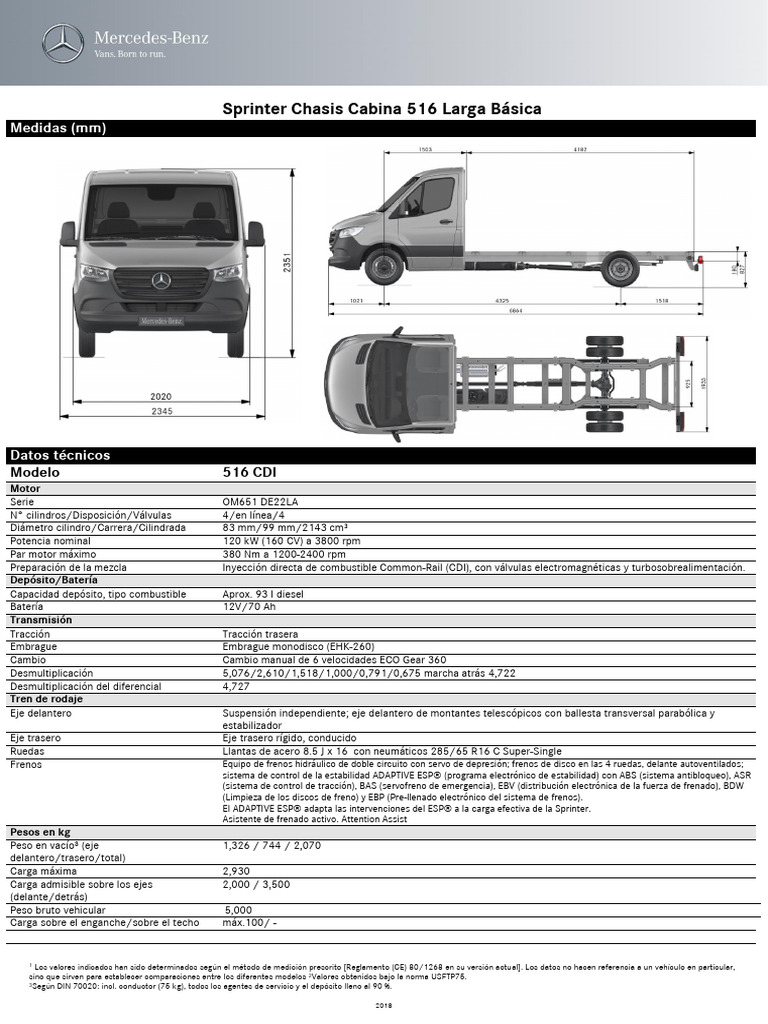 90715513 MXB Sprinter 516 Chasis Larga Basica | PDF