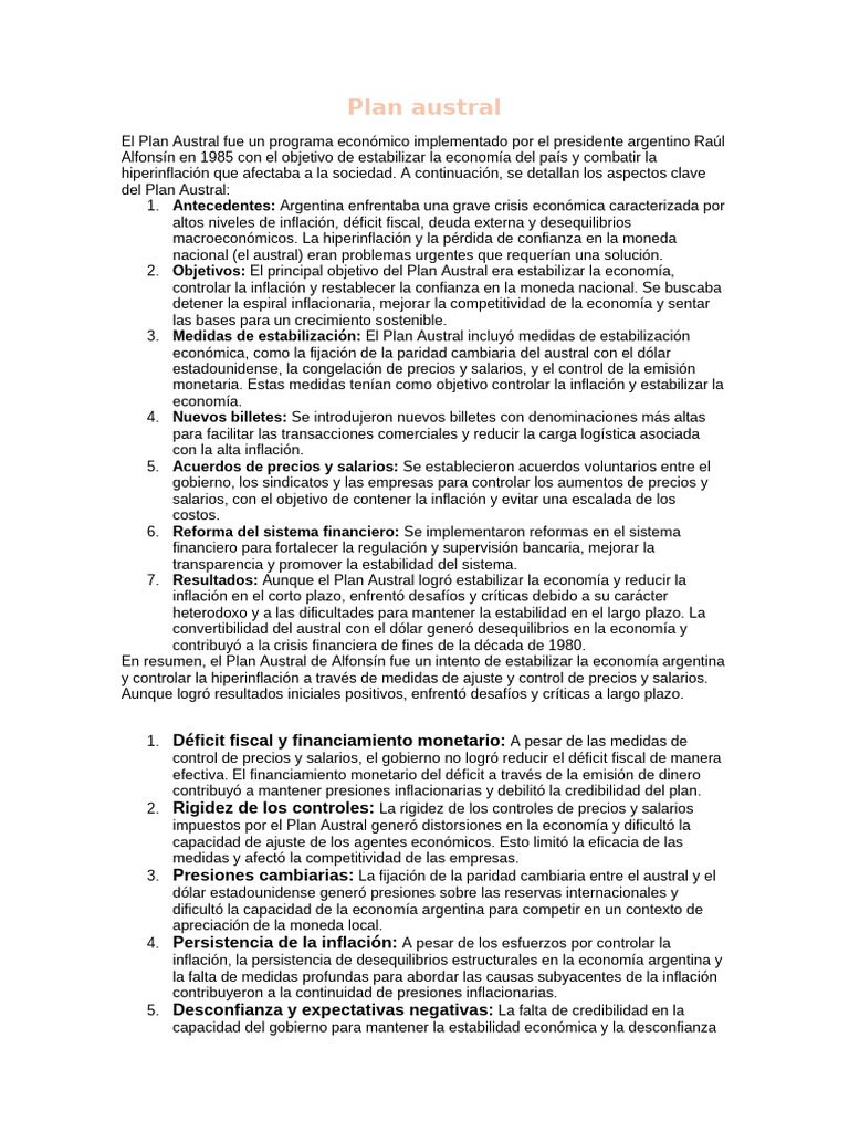 Plan Austral | PDF | Currencies Of The Americas | Currency