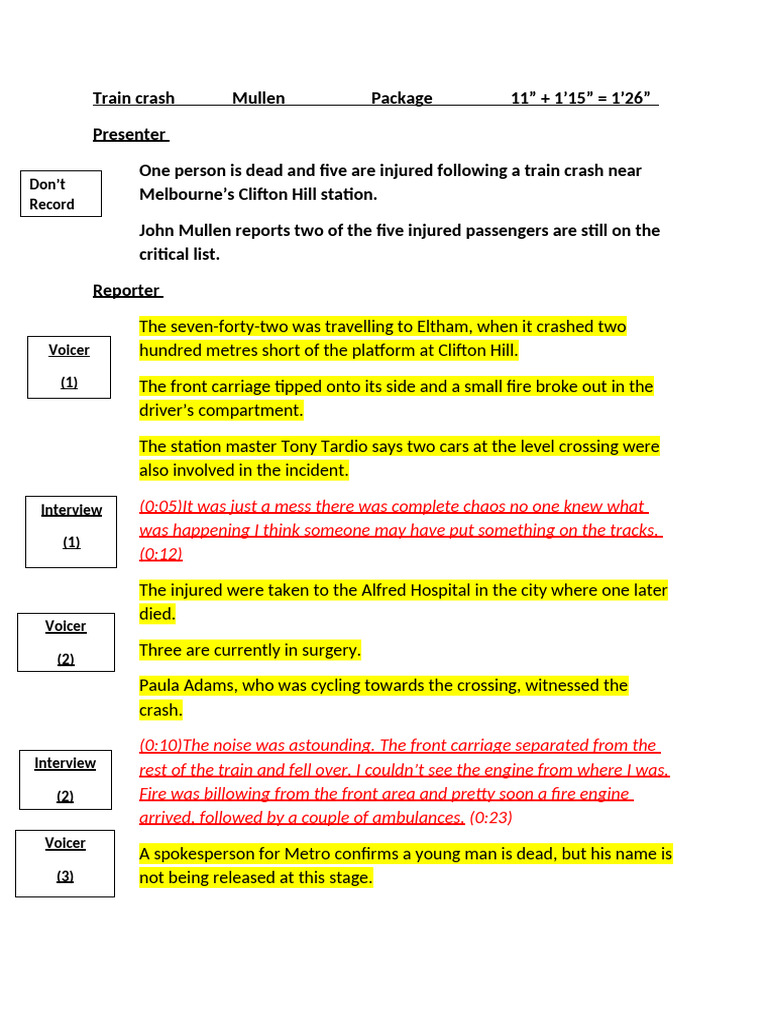 Train Crash Script Complete | PDF