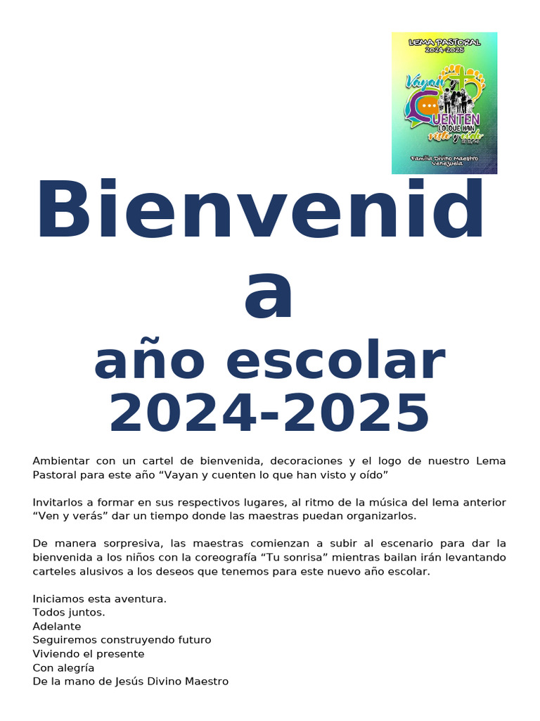 Bienvenida Año Escolar 2024-2025 | PDF | Arte
