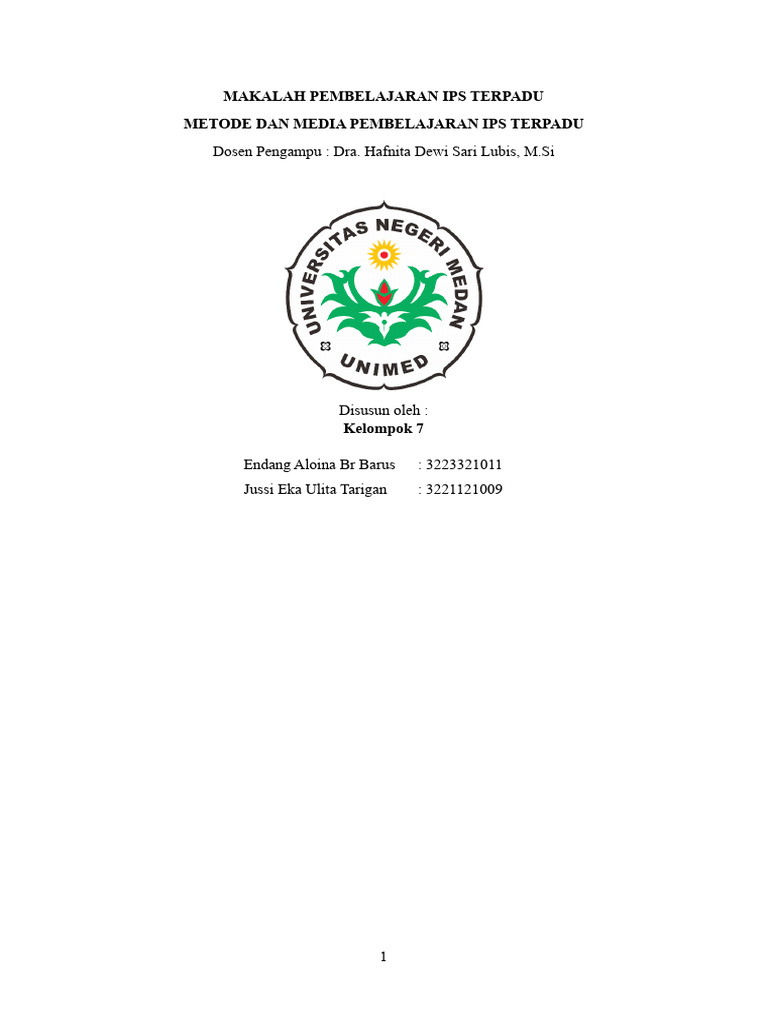 MAKALAH PEMBELAJARAN IPS TERPADU KELOMPOK 7 | PDF