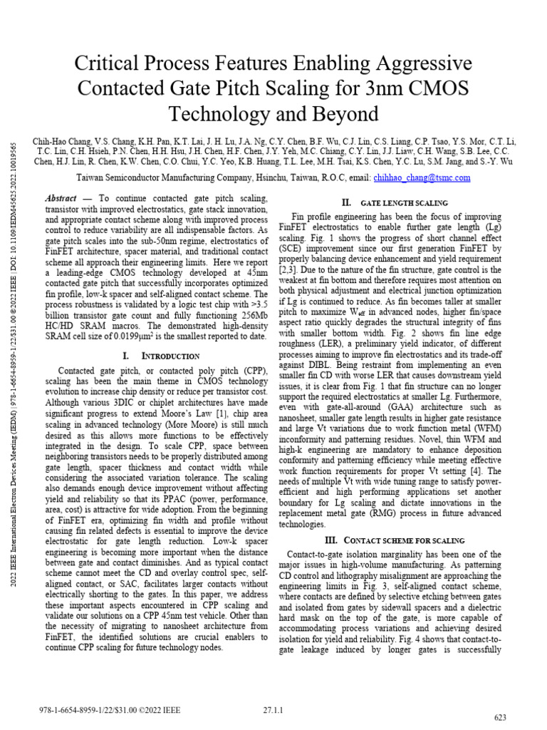 Chang - 2022 - IEDM - Critical Process Features Enabling Aggressive Contacted Gate Pitch Scaling ...