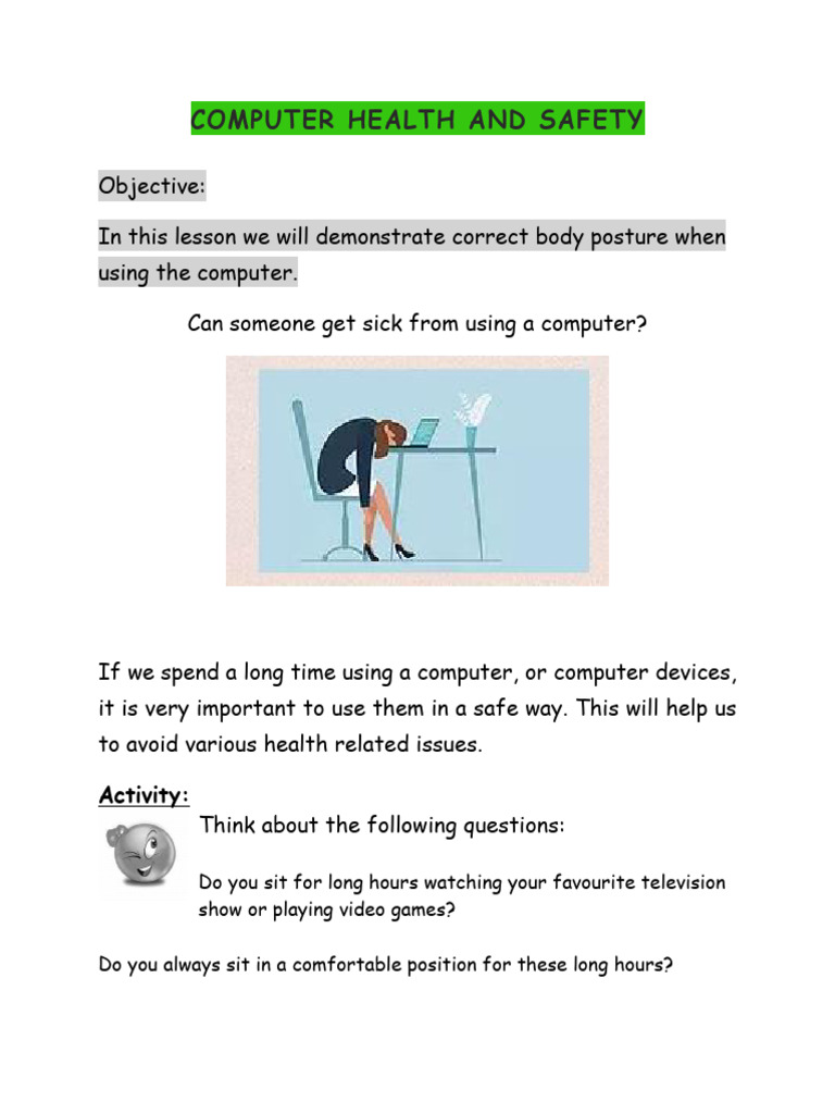 Computer Ergonomics for Health | PDF