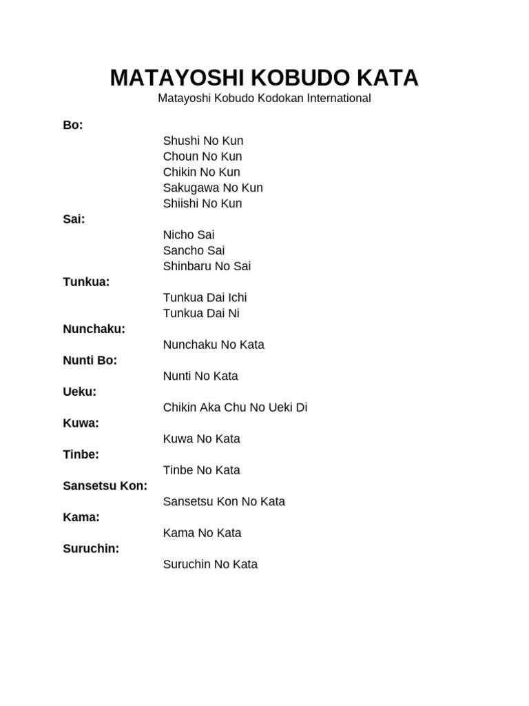 Matayoshi Kobudo Kata | PDF