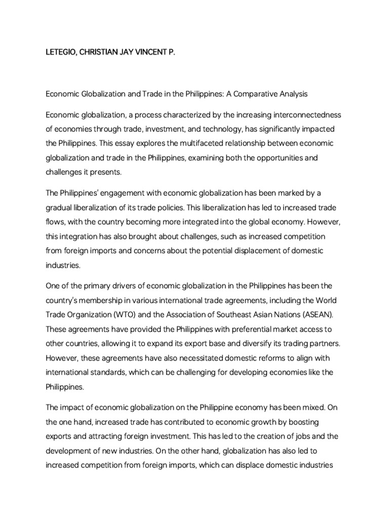 Globalization's Impact on Philippine Trade | PDF | Globalization ...