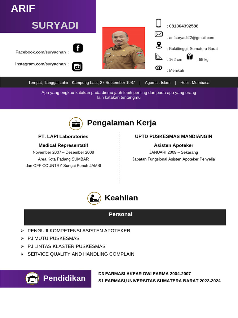 CV Arif Suryadi | PDF