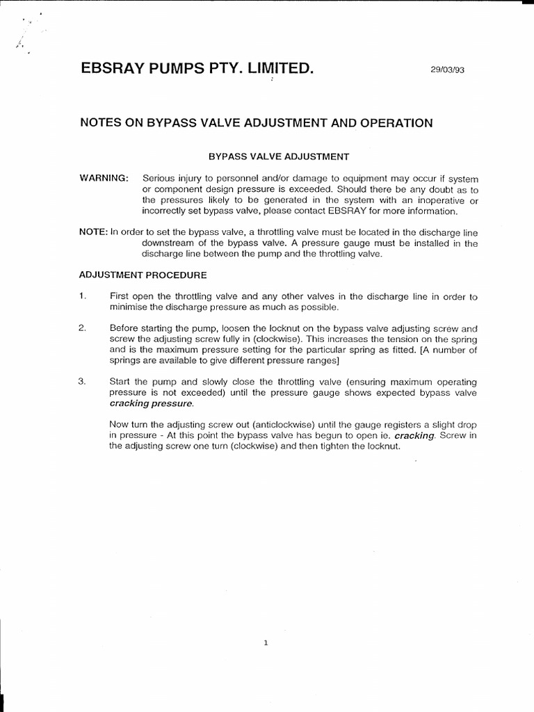 Ebsray Bypass Valve Setting Guide | PDF
