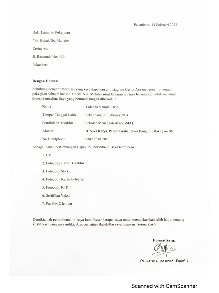 Surat Lamaran | PDF