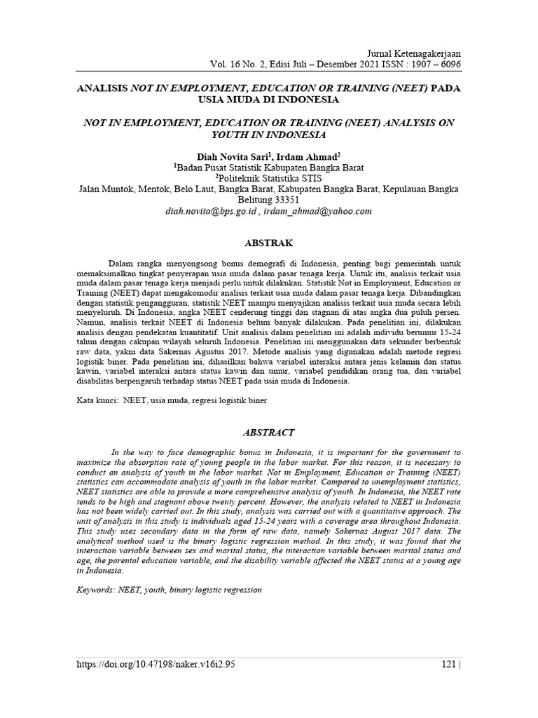 3.4+Diah+-+Analisis+NEET+pada+Usia+Muda+di+Indonesia NSA | PDF