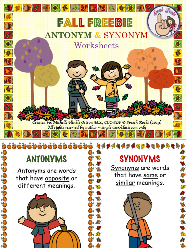 Antonym: Worksheets | PDF