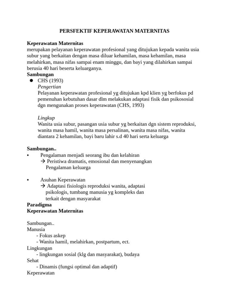 Persfektif Keperawatan Maternitas | PDF