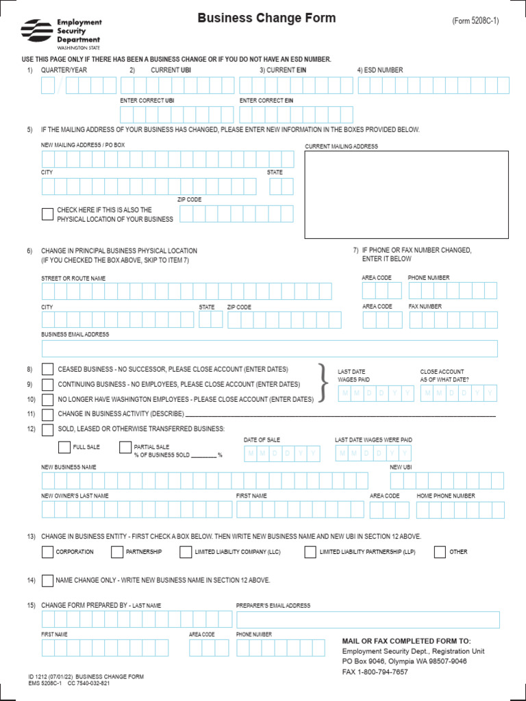 Business Change Form 2024 | PDF