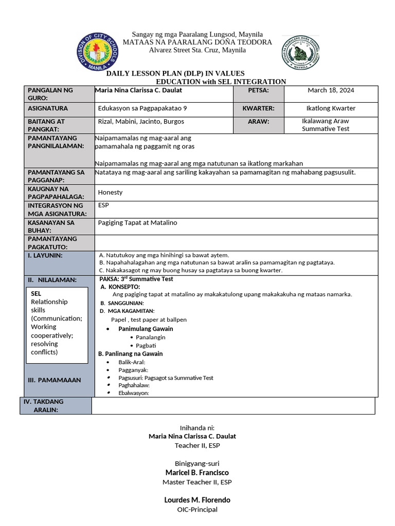 SEL March 19 SummaESP 9 | PDF