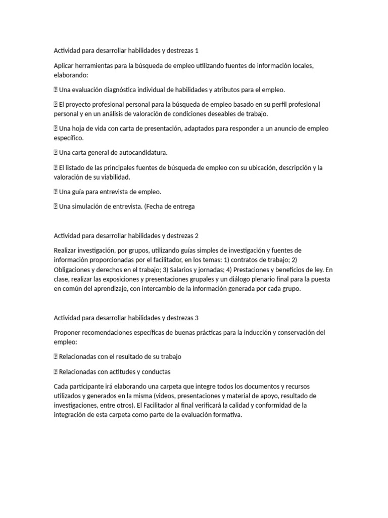 Actividad para Desarrollar Habilidades y Destrezas 1 | PDF
