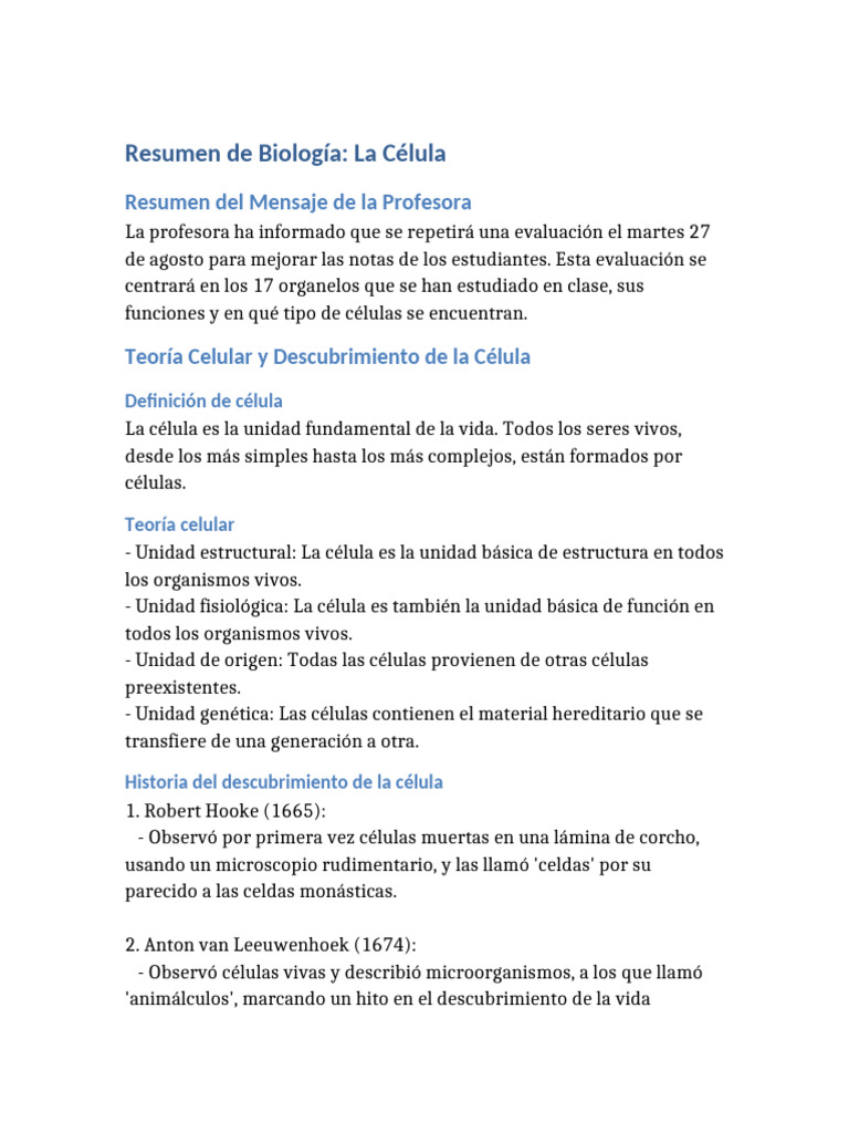 Resumen La Celula | PDF