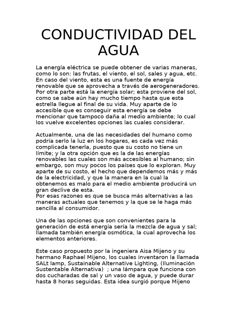 Conductividad Del Agua | PDF