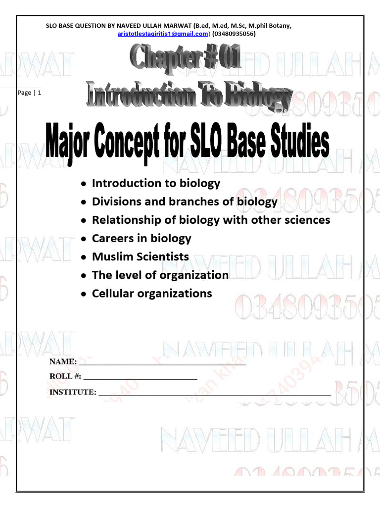 Overview of Biology Concepts | PDF