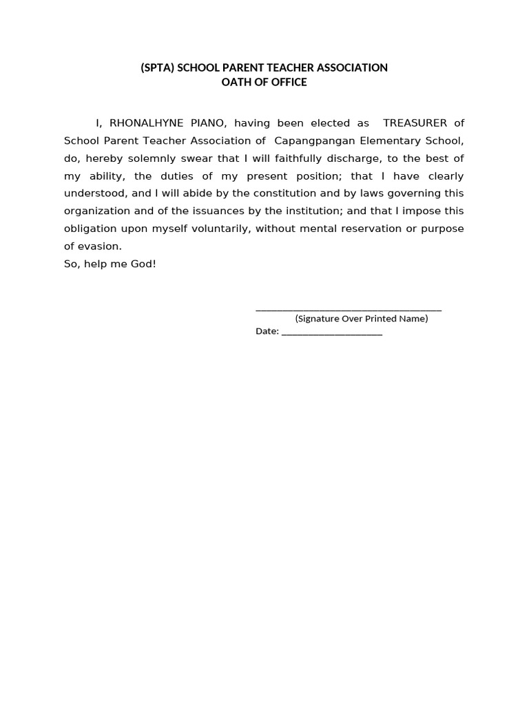 Capes Spta Oath of Office | PDF