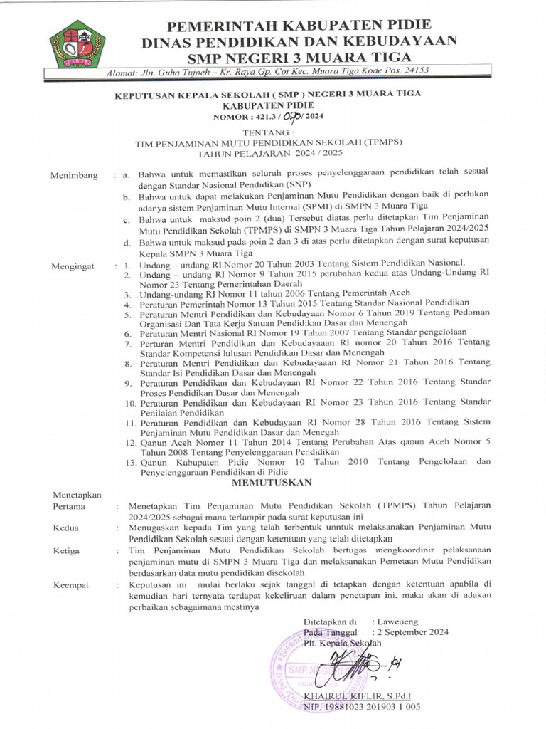 SK TPMPS 2024-2025 | PDF